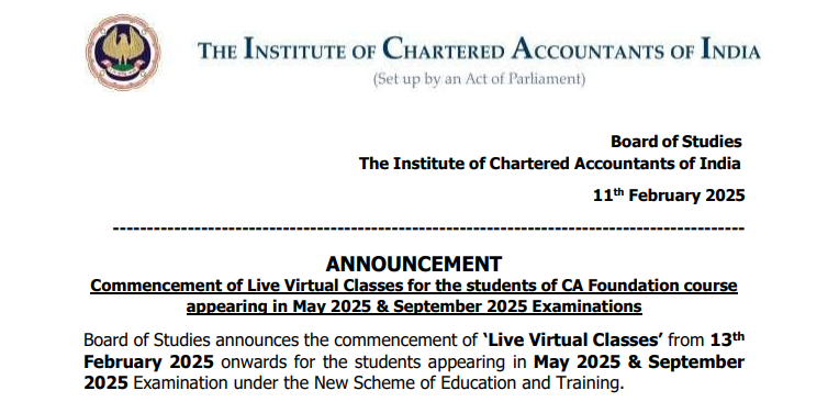 ICAI Live Virtual Classes for CA Foundation course appearing in May ...