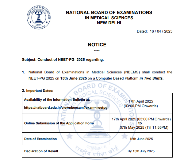 NEET PG 2025 Registration Starts Today (April 17) @nbe.edu.in; Apply by ...
