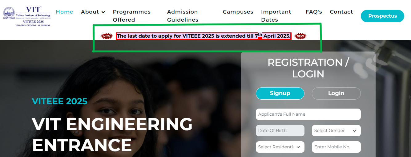 VITEEE Registration Last Date Extended till April 7; Apply now at viteee.vit.ac.in