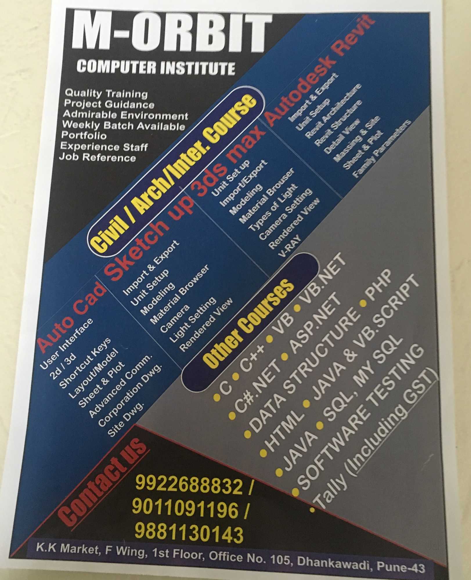 M orbit computer institute, Pune: AUTOCAD Training, C++ Training, Auto Revit Training, HTML ...