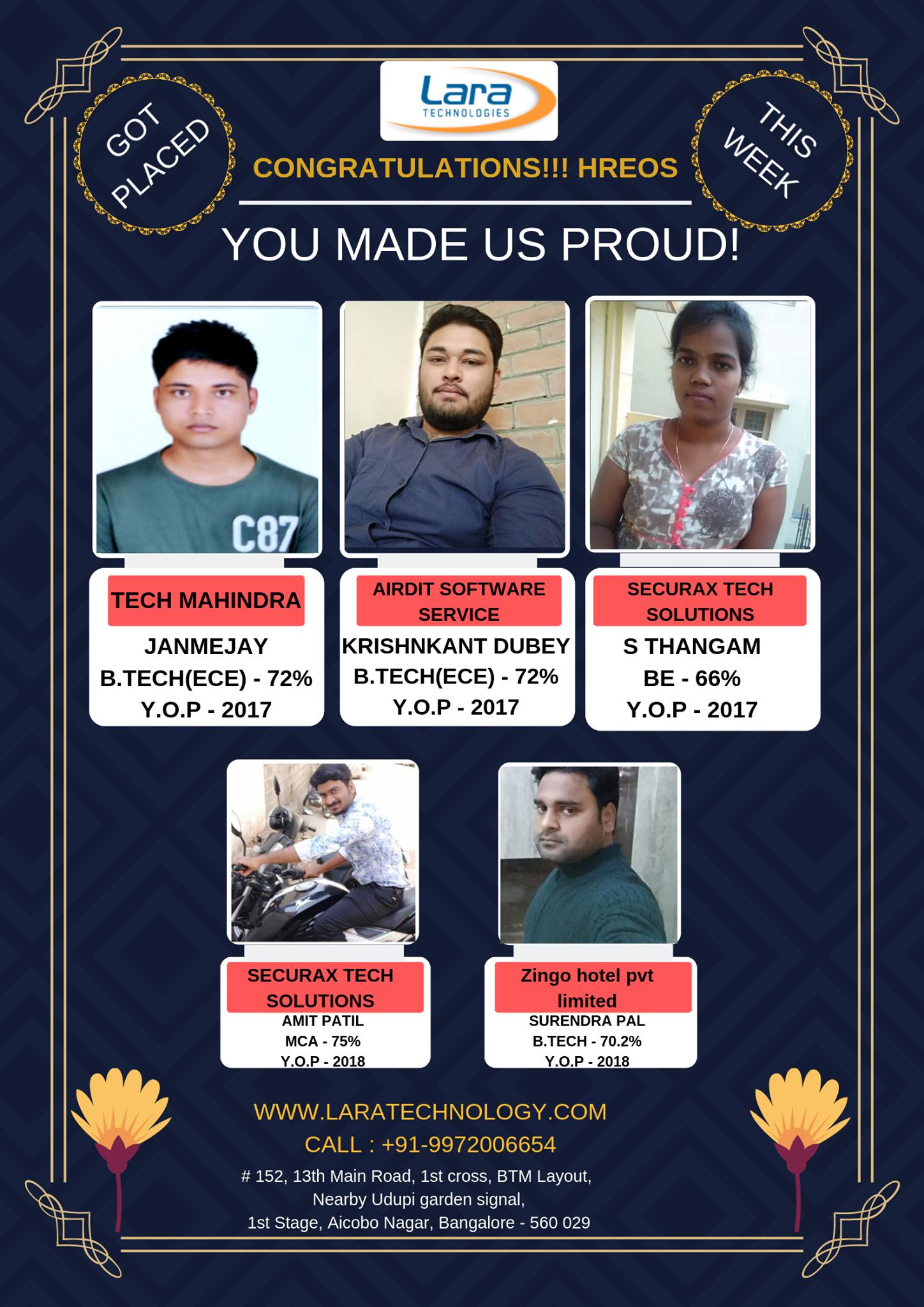 Lara Technologies, Bengaluru: Java Full Stack, Python and ML, Online Class Program