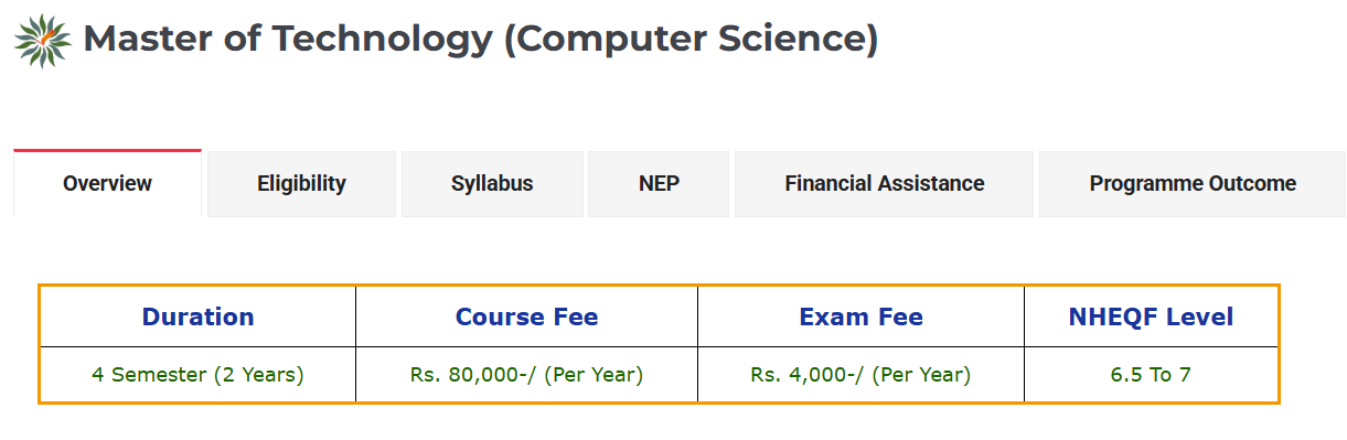Arunachal University of Studies Lohit M.Tech Computer Science And Engineering: Fees 2025, Course ...