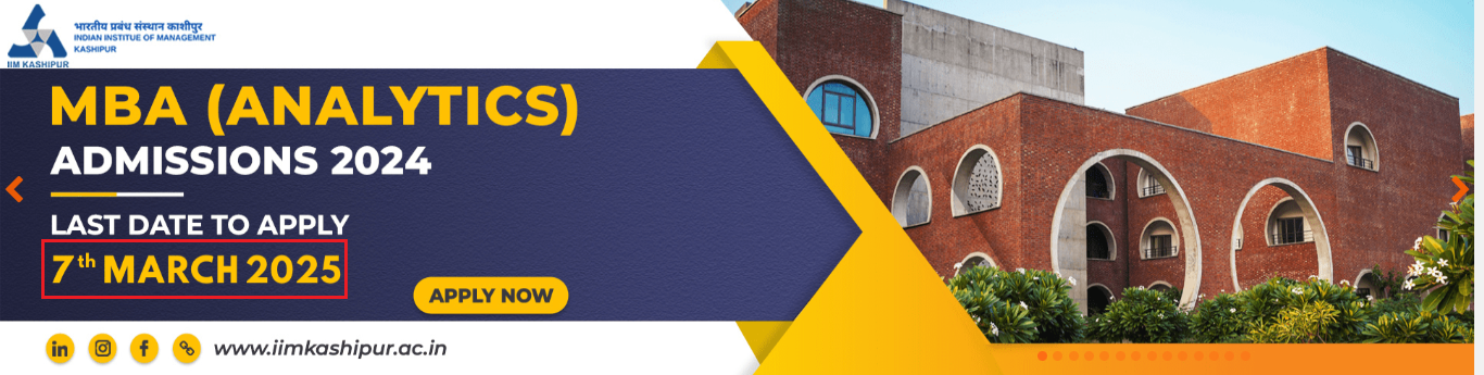 IIM Kashipur MBA (Analytics) Admission 2025-27 Open; Apply by March 7