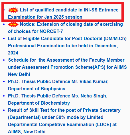 INI SS 2025 Result Announced @aiimsexams.ac.in for January Session; Check Details Here